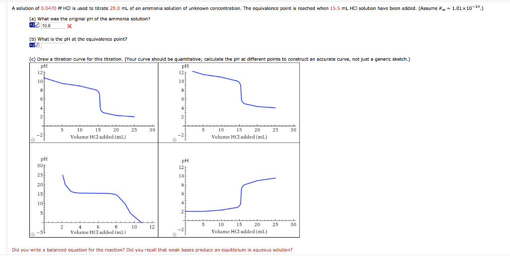 Solved A solution of 0.0470 M HCl is used to titrate 29.0 mL | Chegg.com