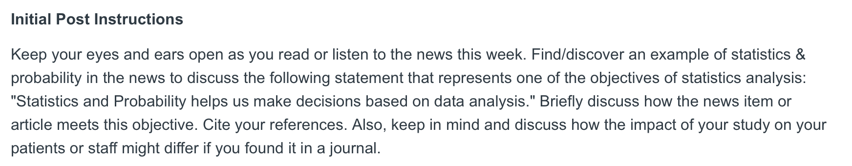 Solved Initial Post Instructions Keep your eyes and ears | Chegg.com