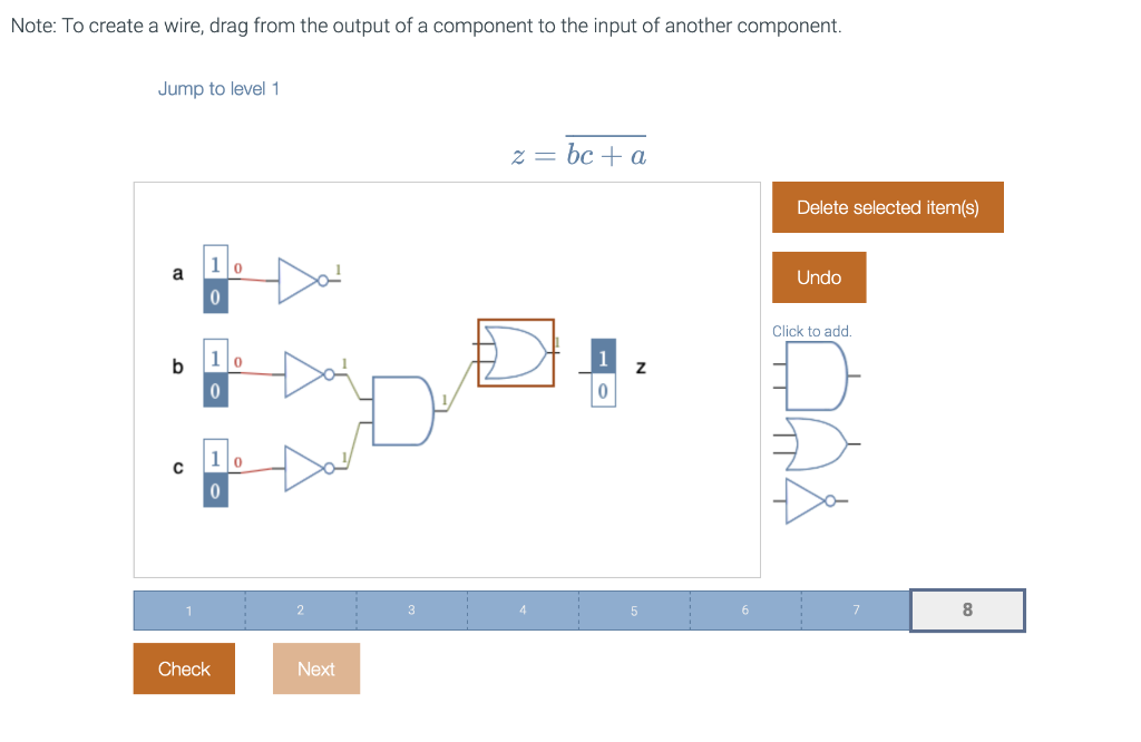 Solved Note: To create a wire, drag from the output of a | Chegg.com