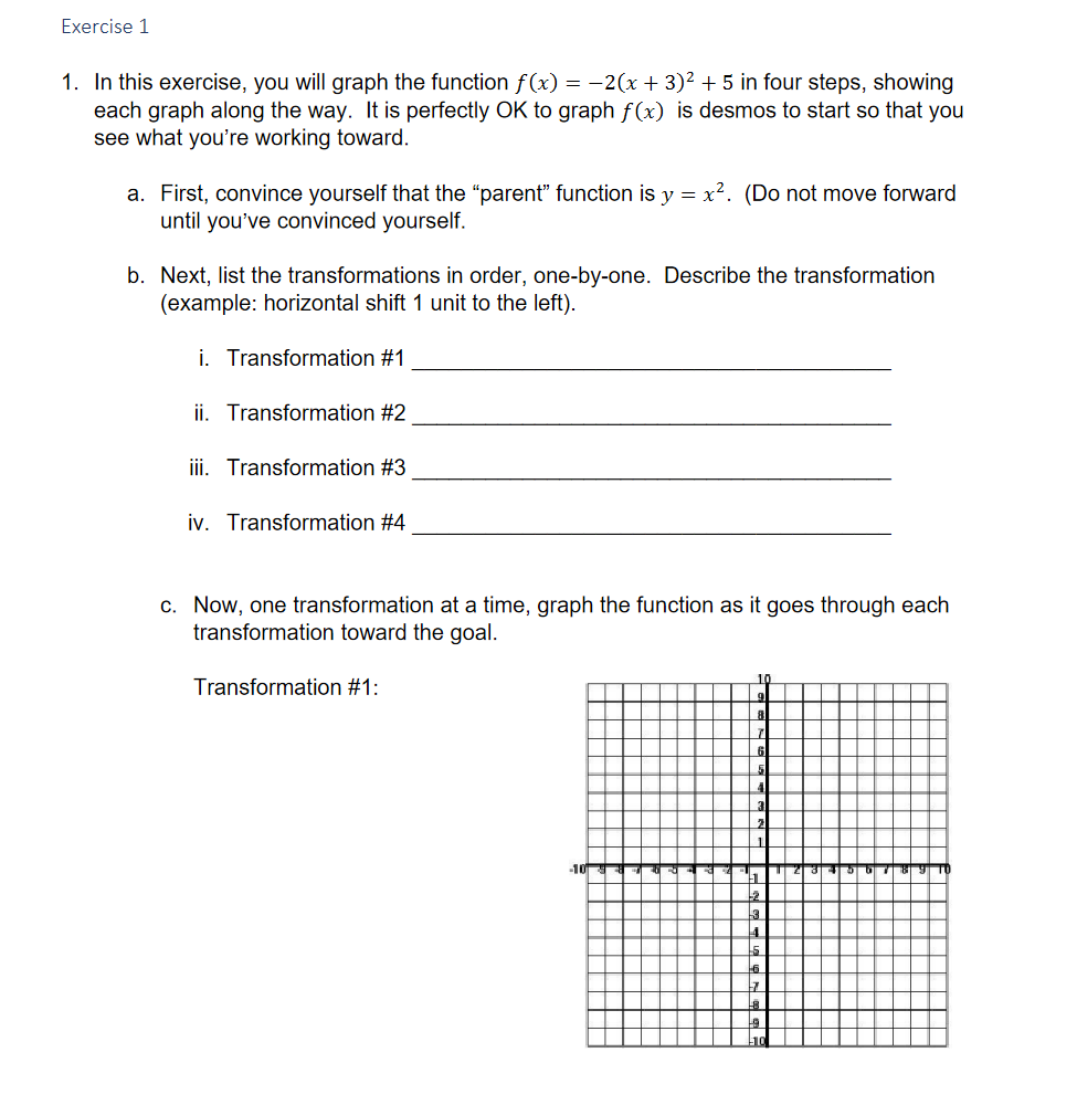 Solved In this exercise, you will graph the function | Chegg.com