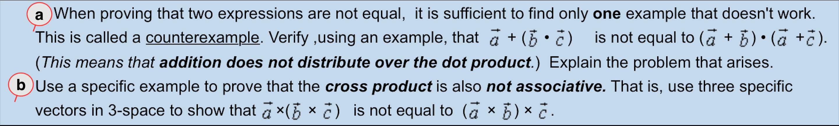 Solved a When proving that two expressions are not equal, it | Chegg.com