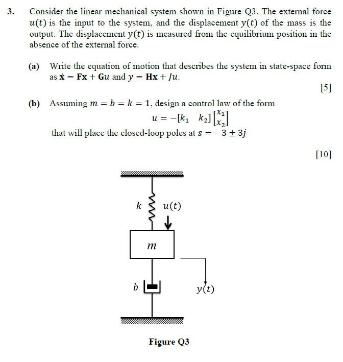 Solved 3. Consider the linear mechanical system shown in | Chegg.com