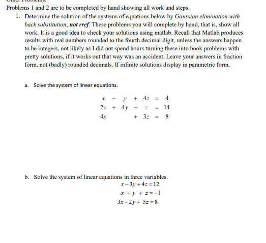 Solved roblems 1 and 2 are to be completed by hand showing | Chegg.com Solved roblems 1 and 2 are to be completed by hand showing | Chegg.com