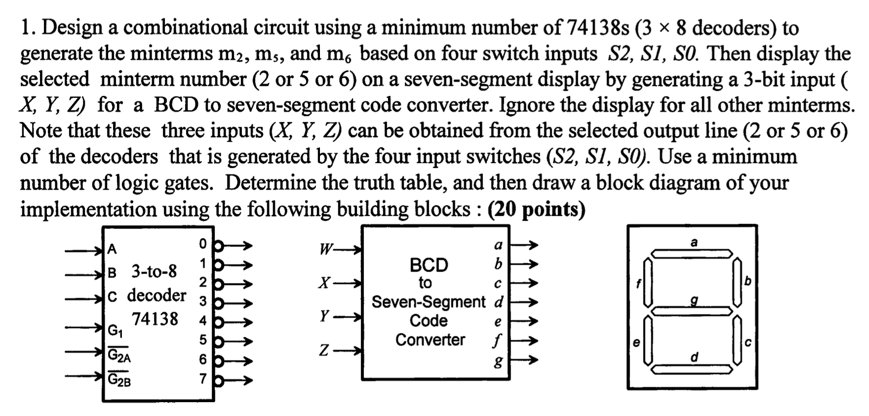 Solved 1. Design a combinational circuit using a minimum | Chegg.com