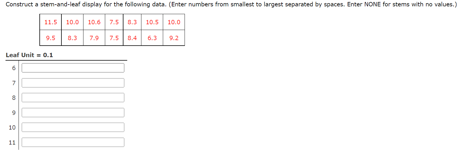 Solved Construct a stem-and-leaf display for the following | Chegg.com
