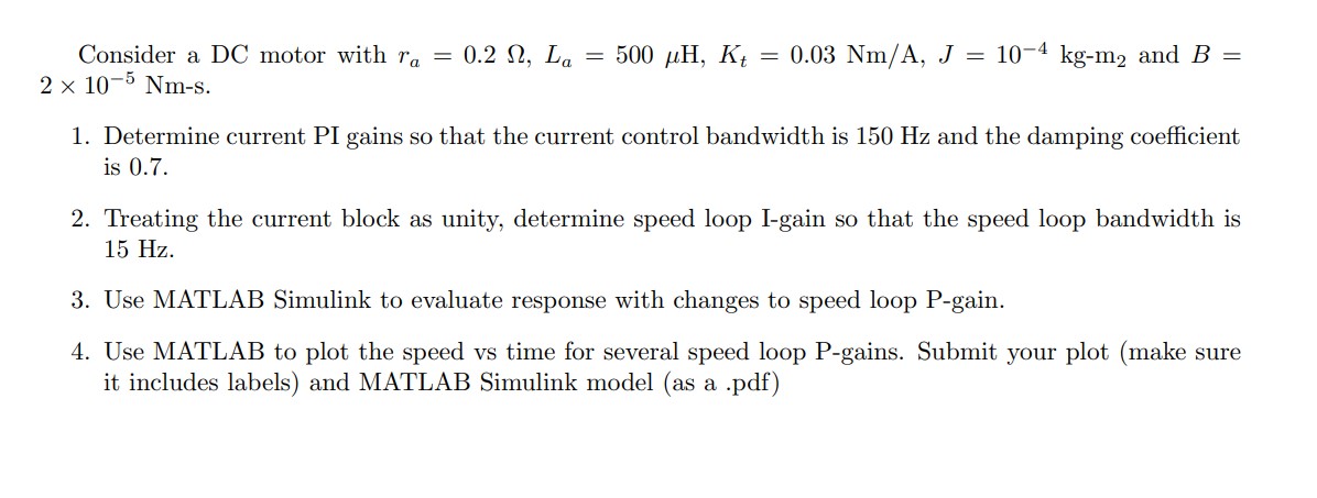 Solved Consider a DC motor with | Chegg.com