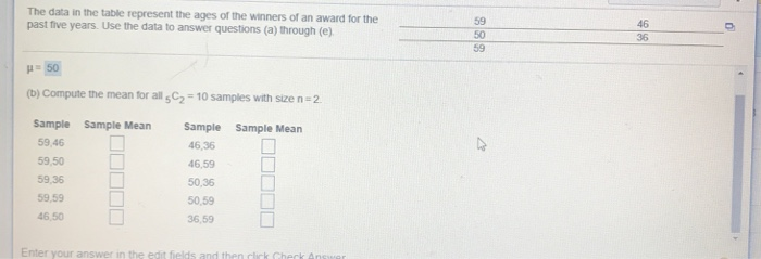 Solved The data in the table represent the ages of the | Chegg.com