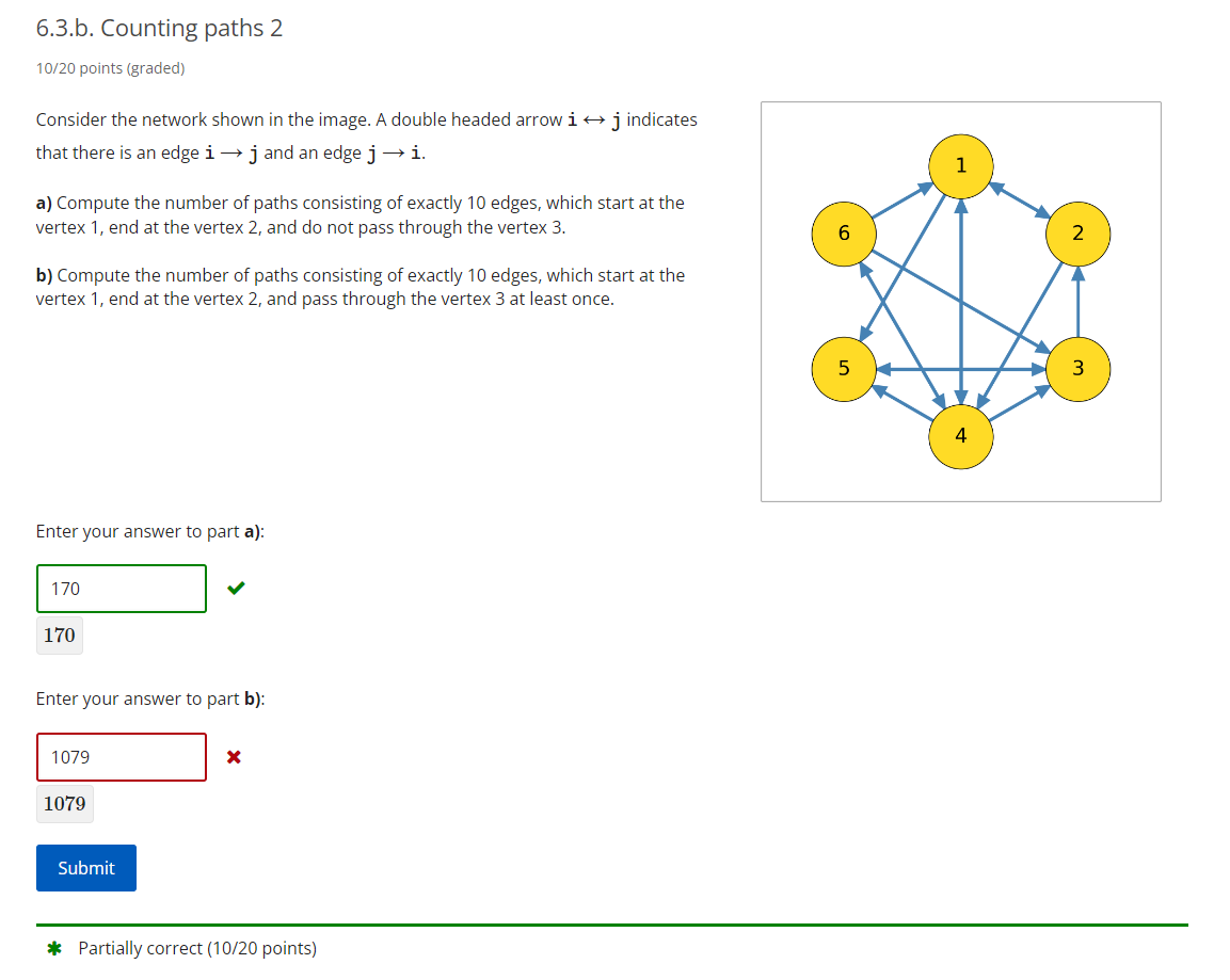 Solved 6.3.b. Counting paths 2 10/20 points (graded) | Chegg.com