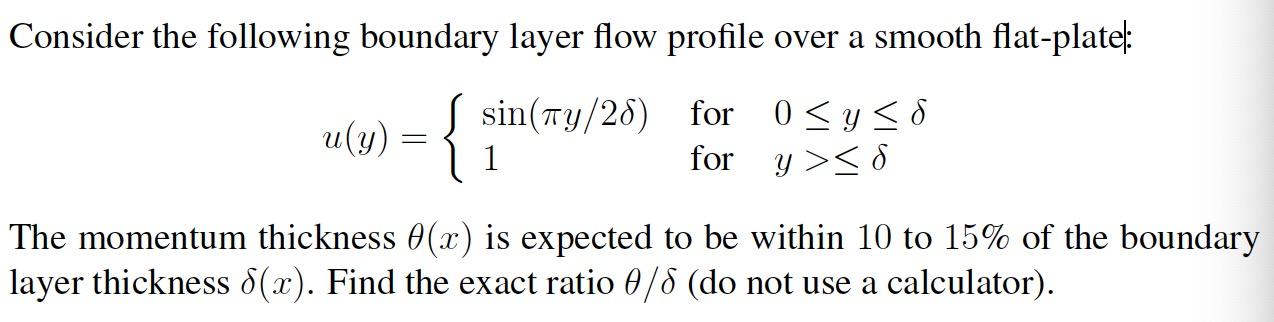 Solved Consider the following boundary layer flow profile | Chegg.com