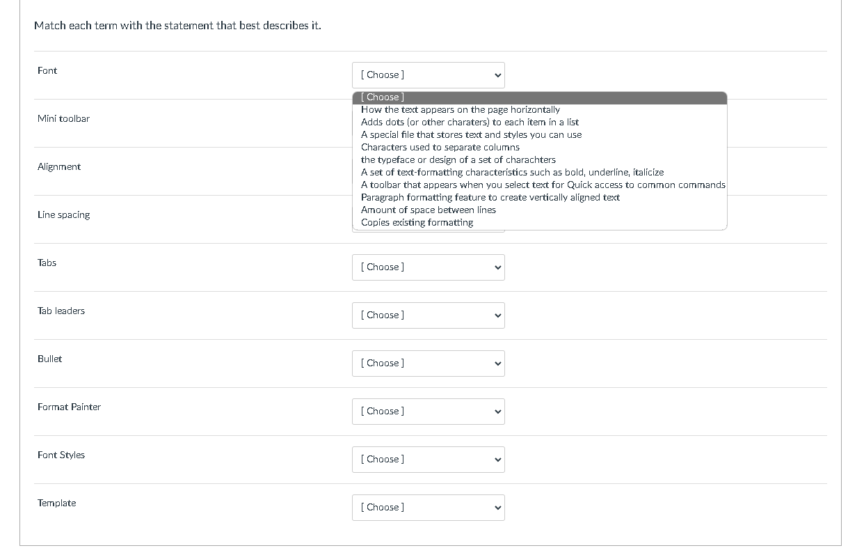 Solved Match each term with the statement that best | Chegg.com