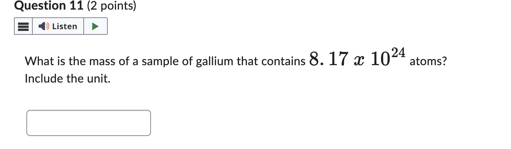 Solved What is the mass of a sample of gallium that contains | Chegg.com