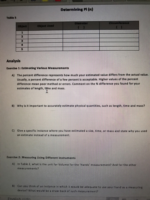 Lab 2- Measurement: Length, Mass & Volume | Chegg.com
