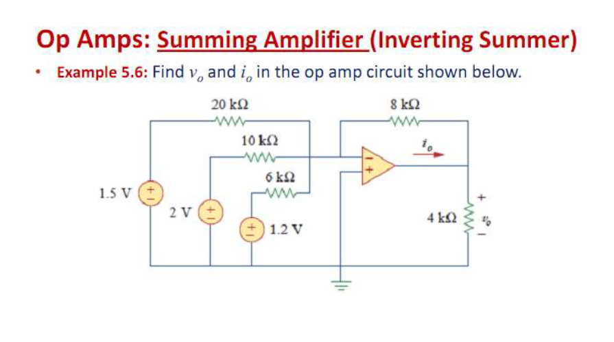 Solved Op Amps: Summing Amplifier (Inverting Summer) Example | Chegg.com