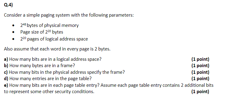 Solved Consider a simple paging system with the following | Chegg.com