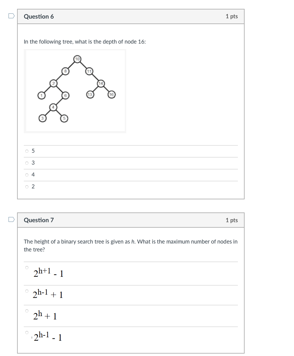 Solved Question 6 1 pts In the following tree, what is the | Chegg.com