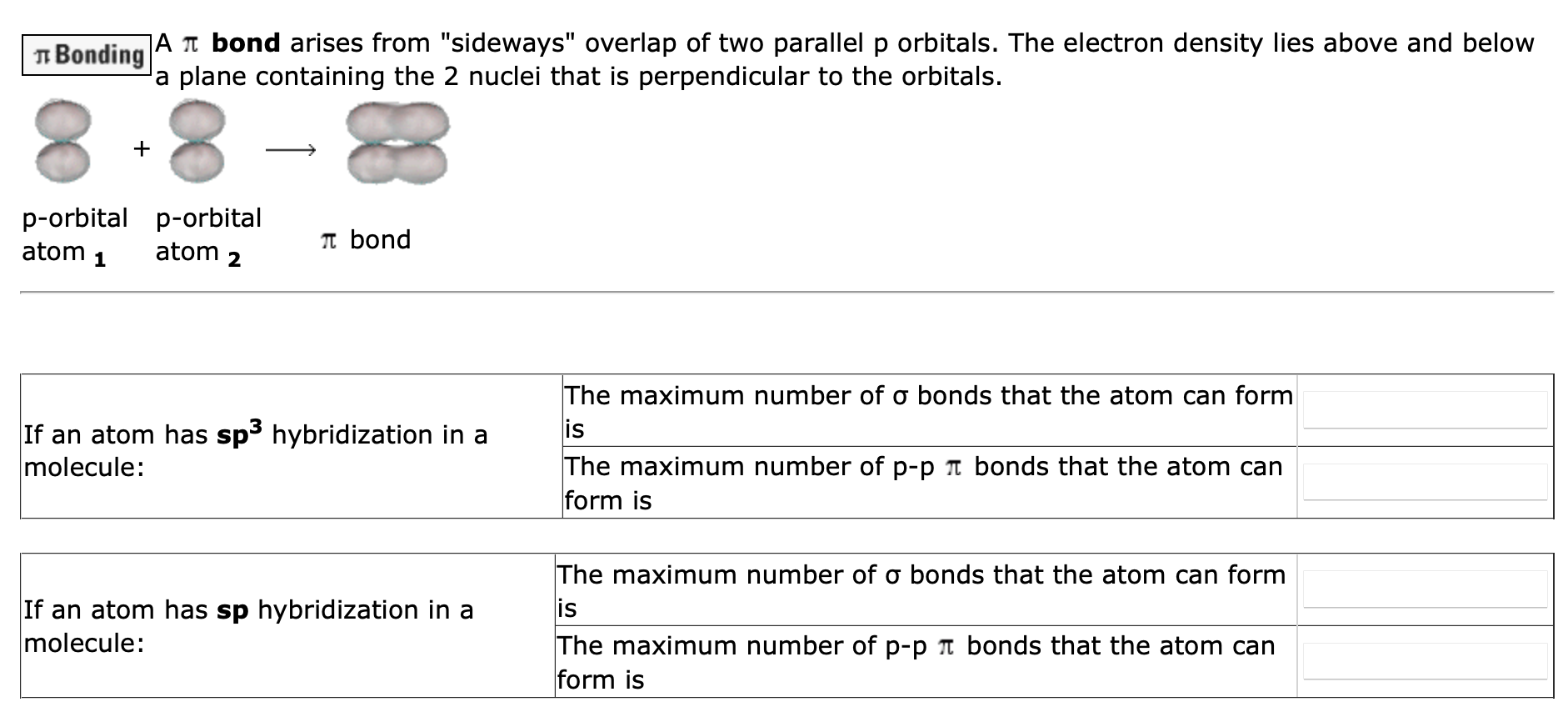 Solved π Bonding A A bond arises from "sideways" overlap of | Chegg.com