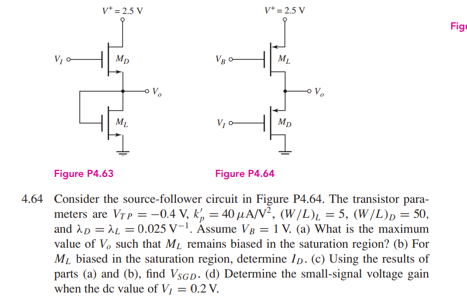 Solved Consider the source-follower circuit in Figure P4.64. | Chegg.com