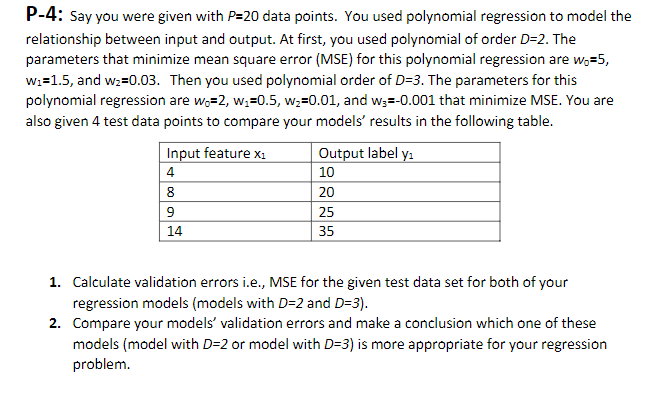 Solved P-4: Say you were given with P=20 data points. You | Chegg.com