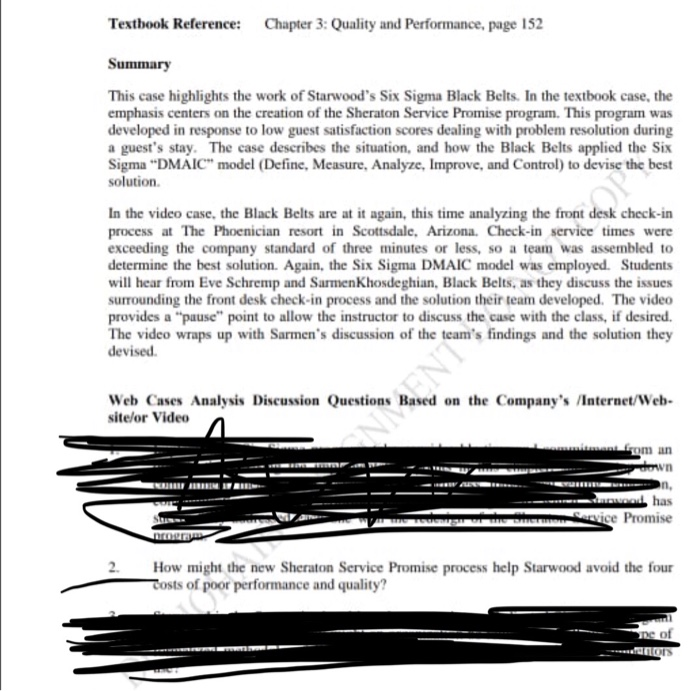 Solved Textbook Reference: Chapter 3: Quality and | Chegg.com