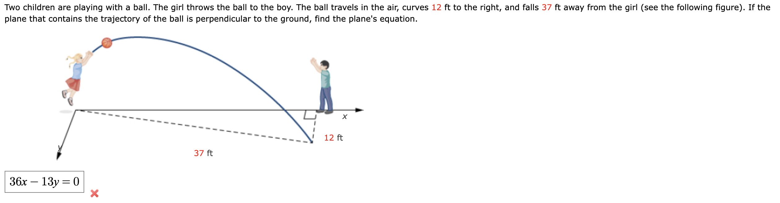 Solved plane that contains the trajectory of the ball is | Chegg.com