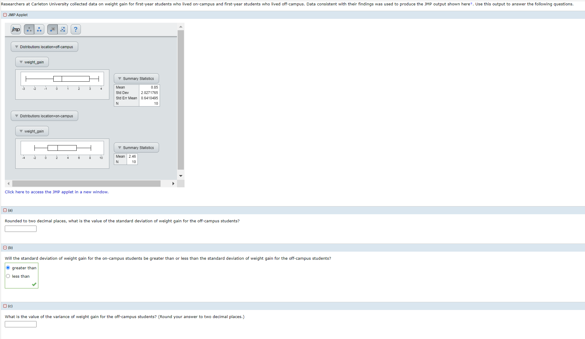Solved Click here to access the JMP applet in a new window. | Chegg.com