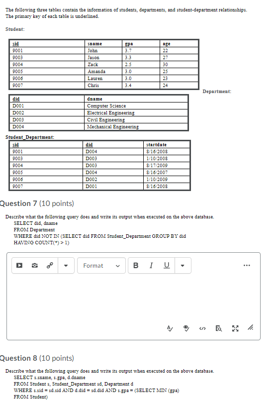 Solved The following three tables contain the information of | Chegg.com