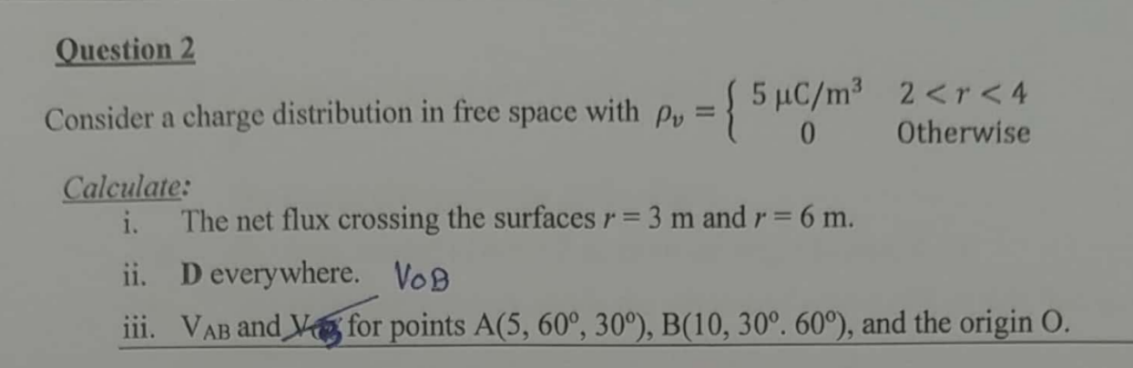 Solved Ouestion 2 Consider a charge distribution in free | Chegg.com