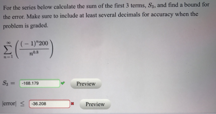 Solved For the series below calculate the sum of the first 3 | Chegg.com
