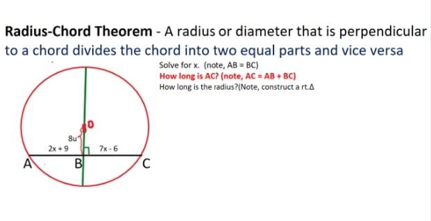 Solved Radius-Chord Theorem - A radius or diameter that is | Chegg.com