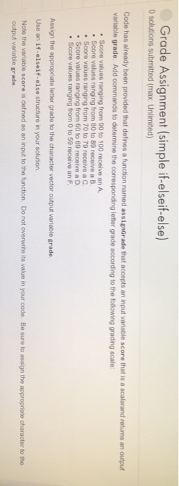 Solved Grade Assignment Simple If Elseif Else 0 Solutions 