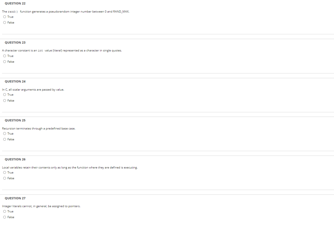 Solved QUESTION 22 The rand() function generates a | Chegg.com