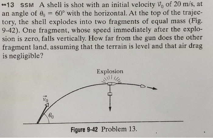 Solved 13 SSM A shell is shot with an initial velocity vo of | Chegg.com