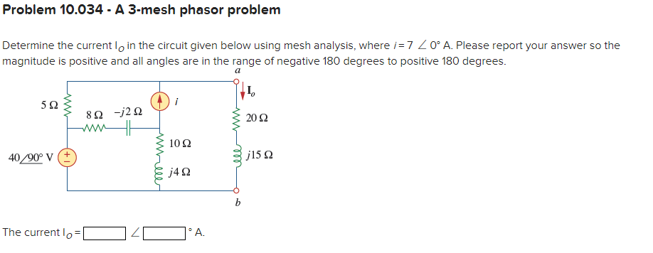 Solved Problem 10.034 - A 3-mesh phasor problem Determine | Chegg.com