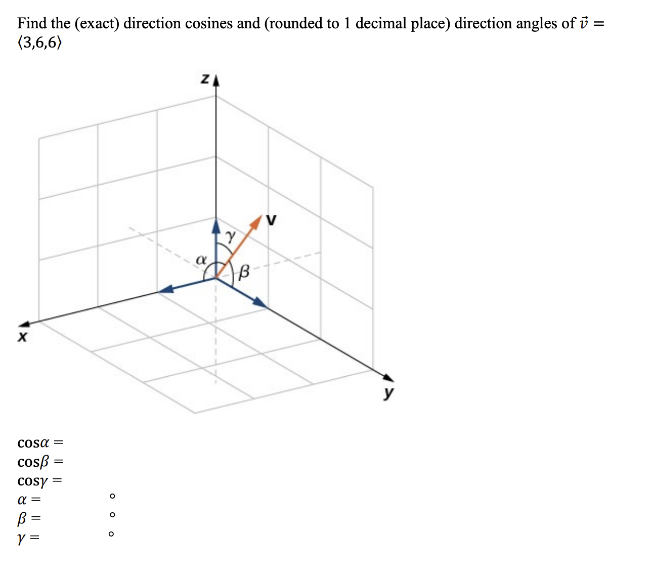 Solved Find the (exact) direction cosines and (rounded to 1 | Chegg.com