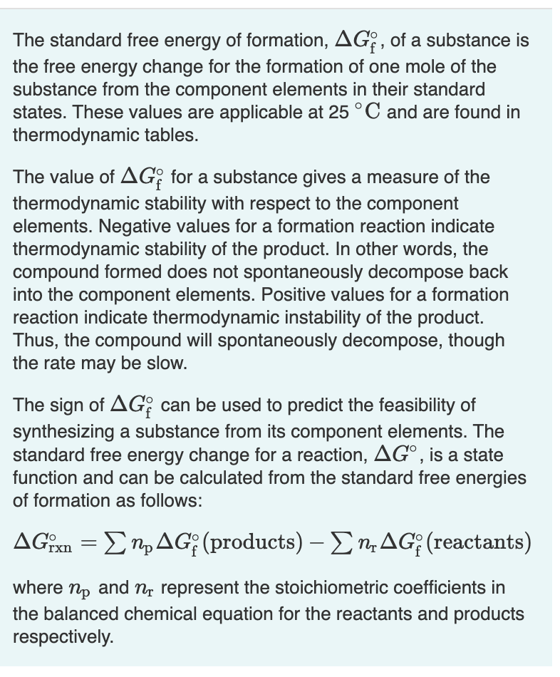 Solved The standard free energy of formation, AGf, of a | Chegg.com