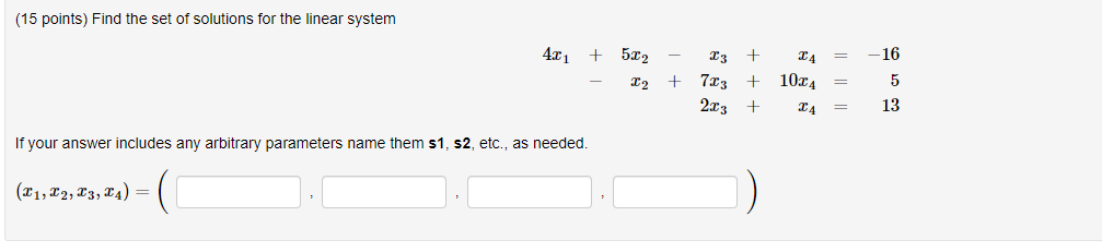 Solved Find the set of solutions for the linear system | Chegg.com