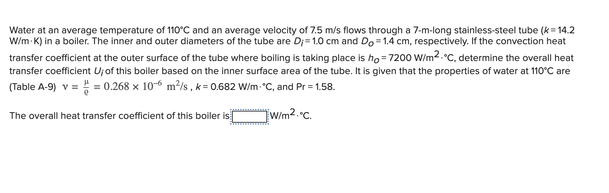 Solved Water at an average temperature of 110°C ﻿and an | Chegg.com