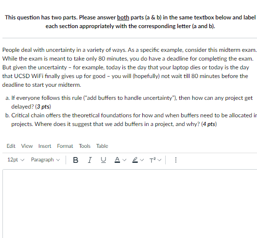 Solved This question has two parts. Please answer both parts | Chegg.com