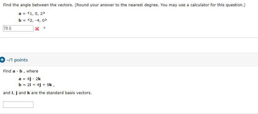 Solved Find the angle between the vectors. (Round your | Chegg.com