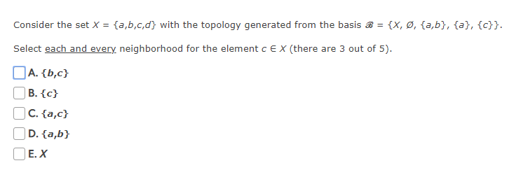 Solved Consider the set X = {a,b,c,d) with the topology | Chegg.com