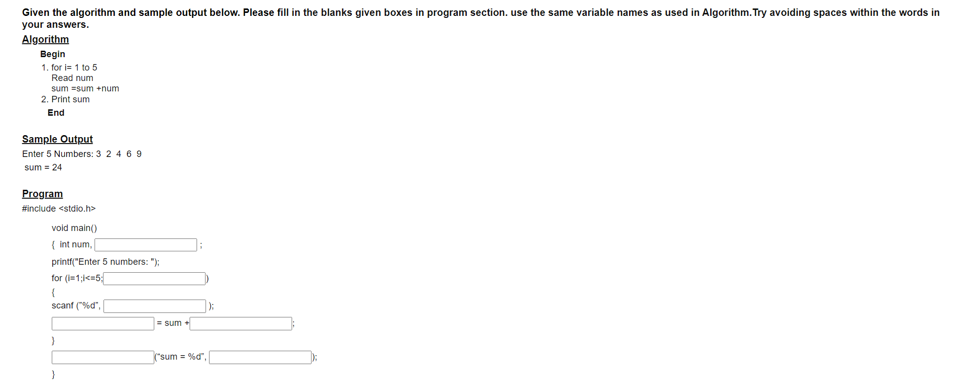 Solved Given The Algorithm And Sample Output Below Please 8062