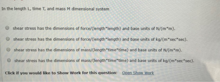 Solved In the length L, time T, and mass M dimensional | Chegg.com
