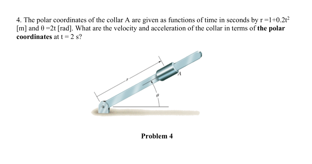 Solved 4. The polar coordinates of the collar A are given as | Chegg.com