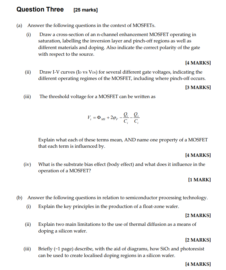 Question Three [25 marks] (a) Answer the following | Chegg.com