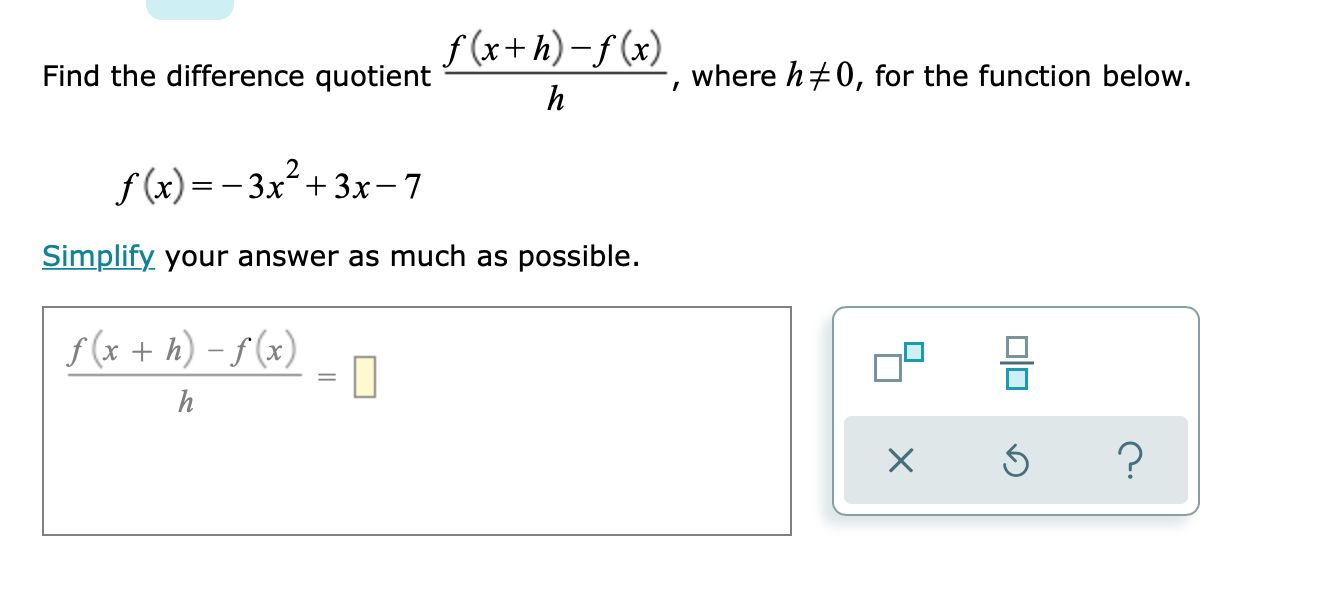 Solved Find The Difference Quotient f xhfxh Where Chegg solved-find-the-difference-quotient-f-xhfxh-where-chegg