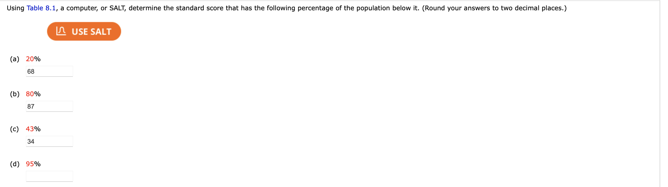 Solved Using Table 8.1, a computer, or SALT, determine the | Chegg.com