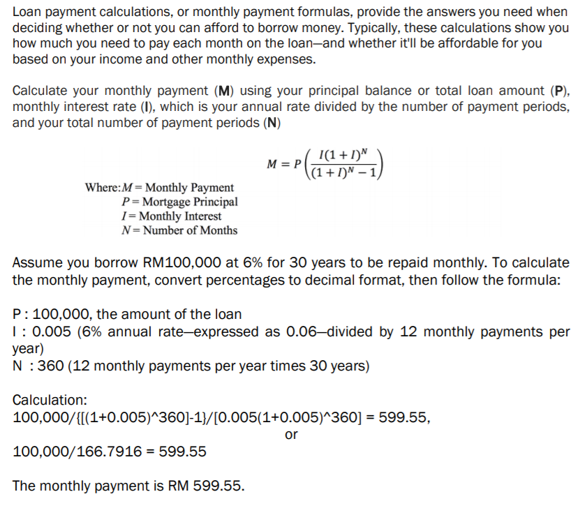 Solved Loan payment calculations, or monthly payment | Chegg.com