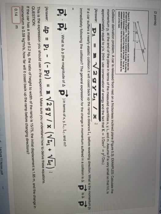 Solved (2 points) 0 by placing Collision derivation problem. | Chegg.com