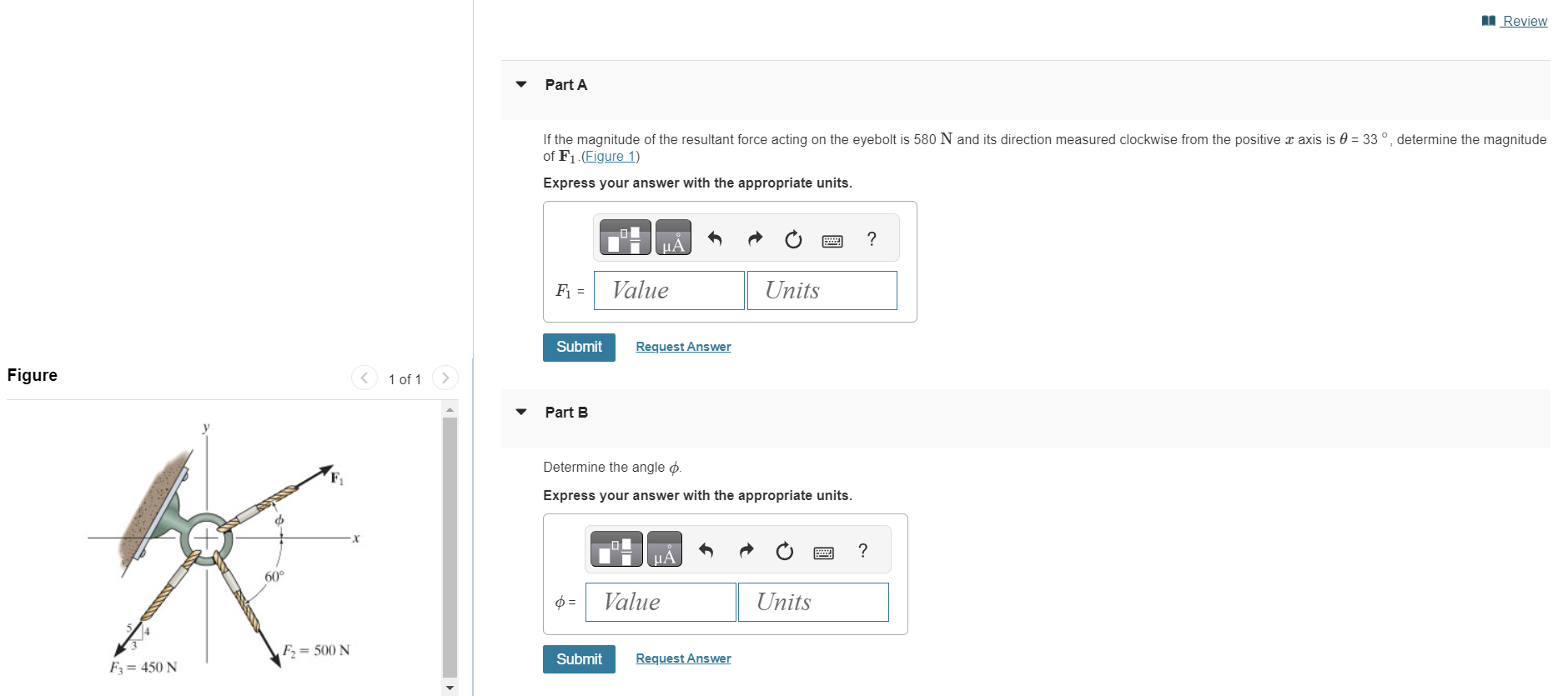 Solved Part Aif The Magnitude Of The Resultant Force Acting