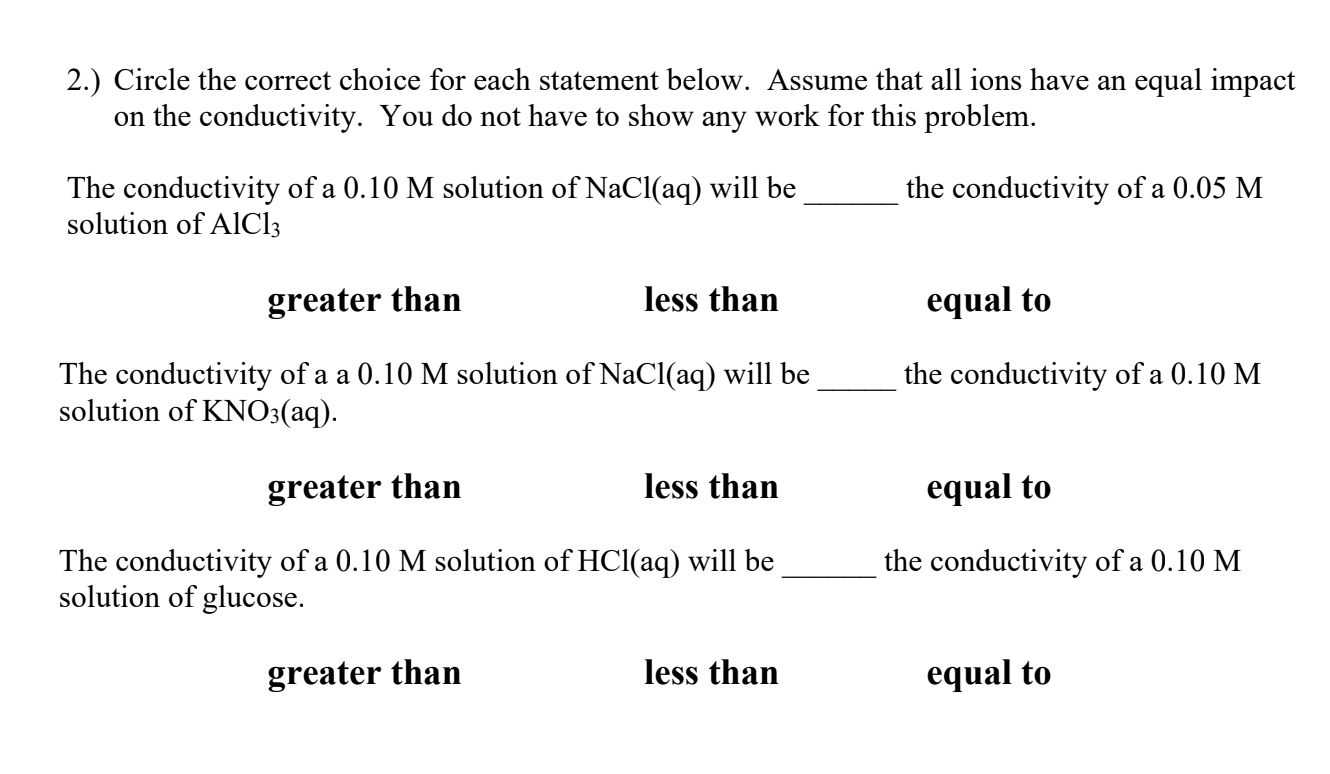 Solved 2.) ﻿Circle the correct choice for each statement | Chegg.com